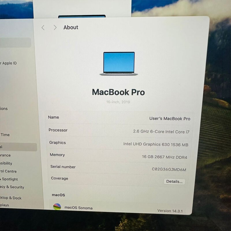 Apple MacBook Pro 2019 (A2141) | 512GB SSD | 16GB RAM | 2.6GHz 6-Core ...